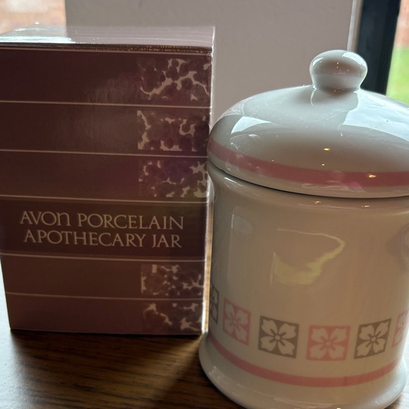 Avon | Accents | Avon Porcelain Jar With Pink And White Floral Accents ...